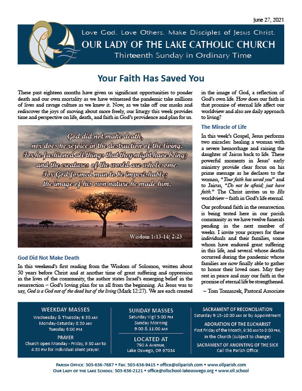 Bulletin | Our Lady of the Lake Catholic Church